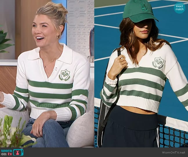 WornOnTV: Amanda’s green striped polo sweater on The Talk | Amanda ...