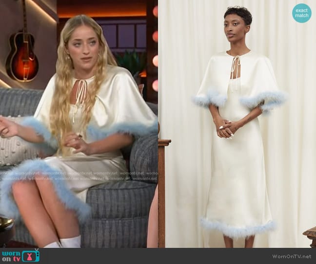 WornOnTV: Brynn Cartelli’s white feather trim cape and dress on The ...
