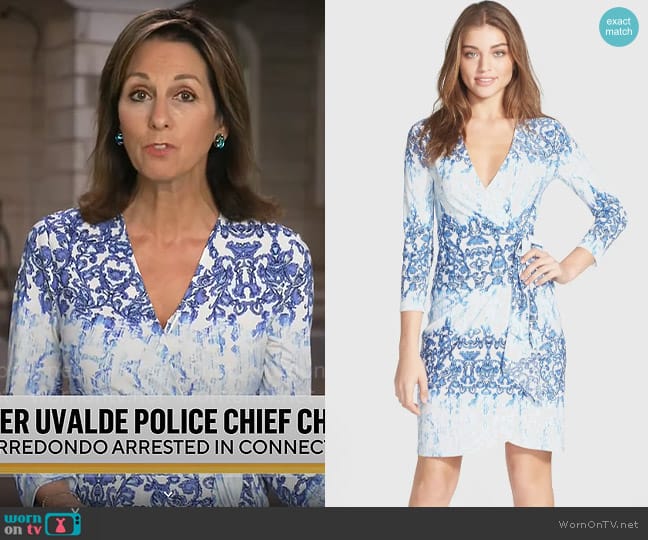 WornOnTV: Janet Shamlian’s blue print wrap dress on CBS Mornings ...