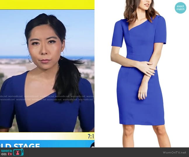 WornOnTV: Selina Wang’s blue asymmetric neck dress on Good Morning ...