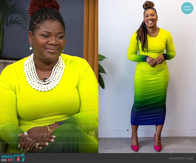 WornOnTV: Kellie Carter Jackson’s lime ombre dress on CBS Mornings ...