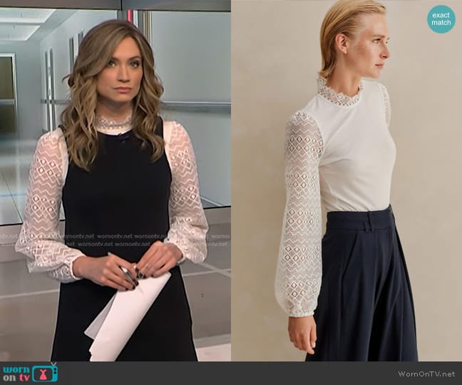 WornOnTV: Ellison’s white lace sleeve top on NBC News Daily | Ellison ...