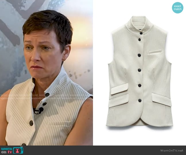 WornOnTV: Stephanie’s white pinstripe vest on NBC News Daily | Clothes ...