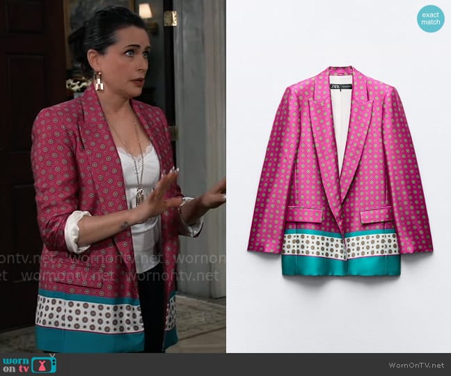 WornOnTV: Lois’s pink printed blazer on General Hospital | Rena Sofer ...