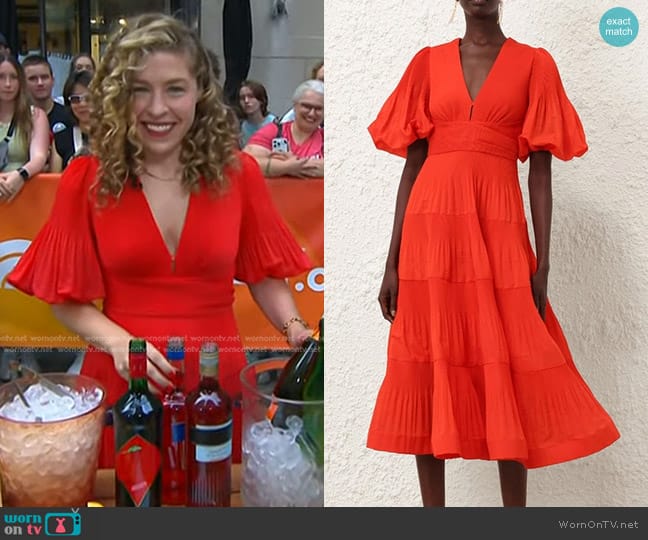 WornOnTV: Katherine Lewin’s red pleated v-neck dress on Today | Clothes ...