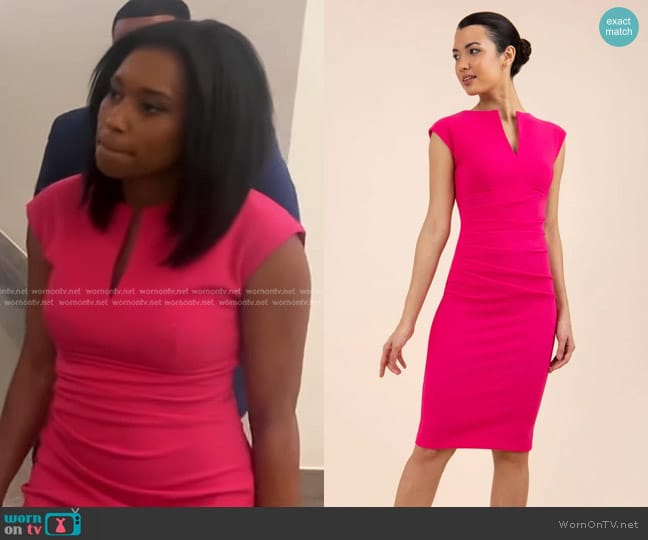 WornOnTV: Rachel’s pink split-neck dress on Good Morning America ...