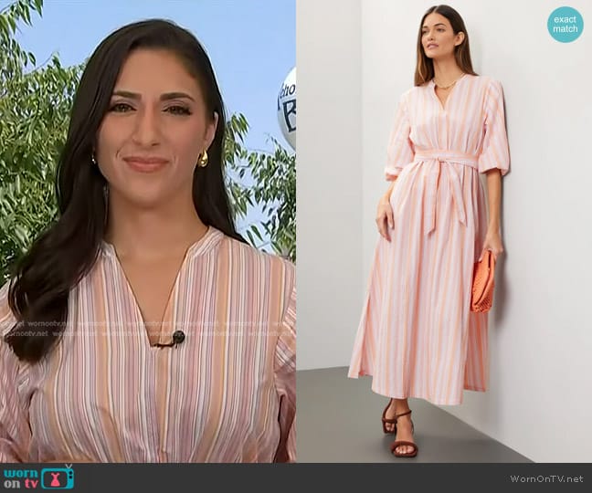 WornOnTV: Allie Raffa’s pink striped dress on NBC News Daily | Clothes and Wardrobe from TV