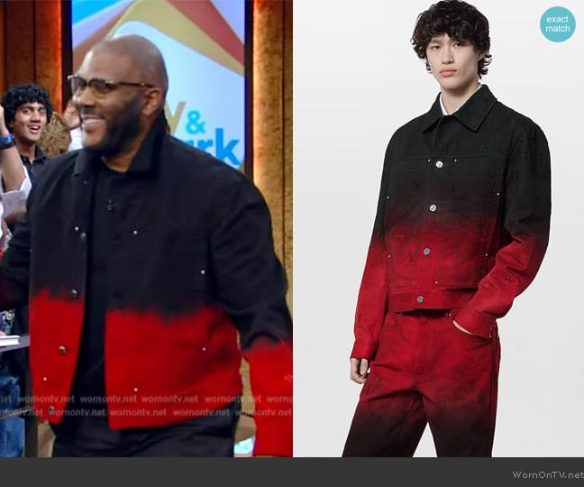 WornOnTV: Tyler Perry’s black and red dip dye denim jacket on Live with Kelly and Mark | Clothes ...