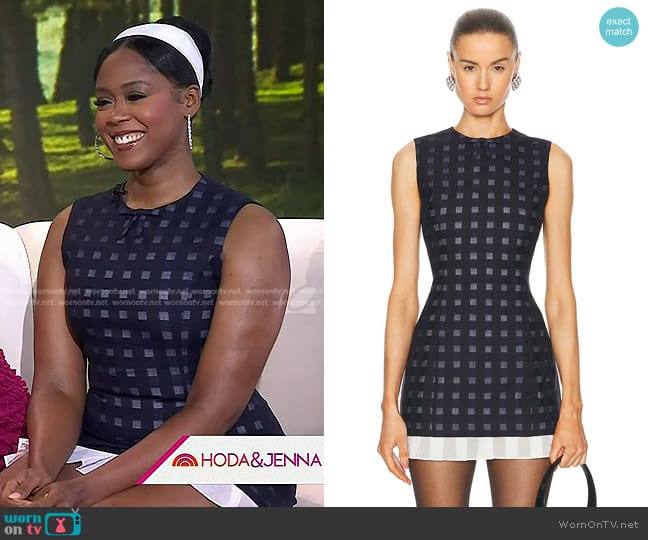 WornOnTV: Moses Ingram’s navy checked ruffle hem dress on Today ...