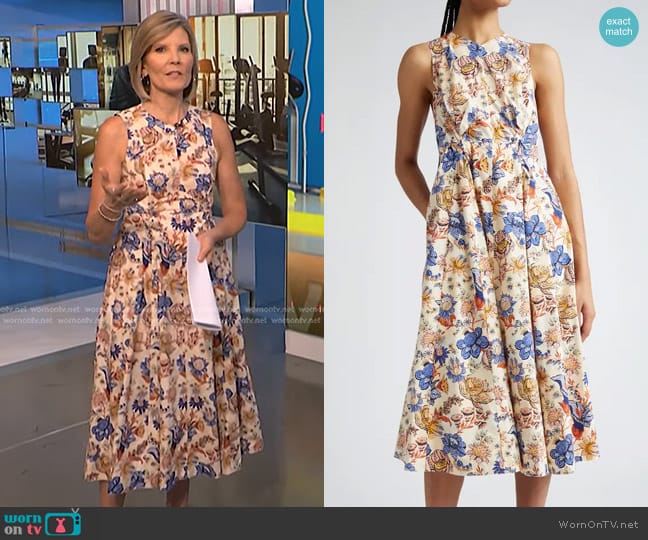 WornOnTV: Kate’s beige floral midi dress on NBC News Daily | Kate Snow ...