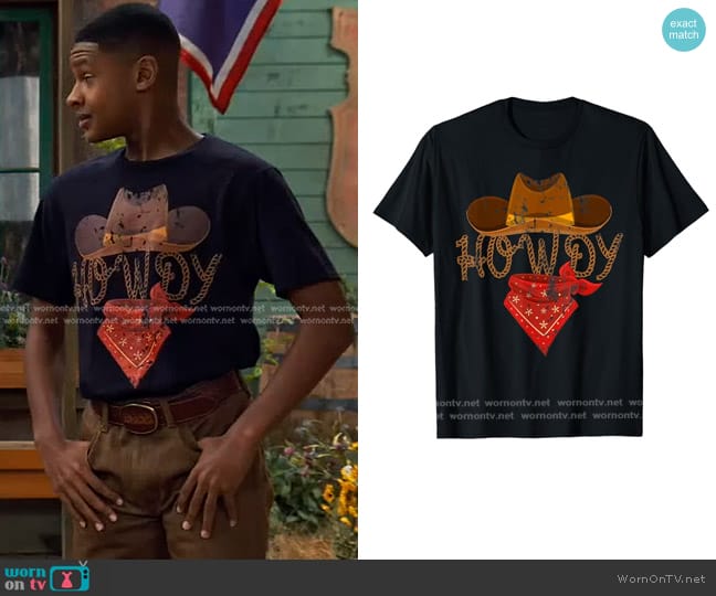 WornOnTV: Bill’s black Howdy print tee on Bunkd | Alfred Lewis ...