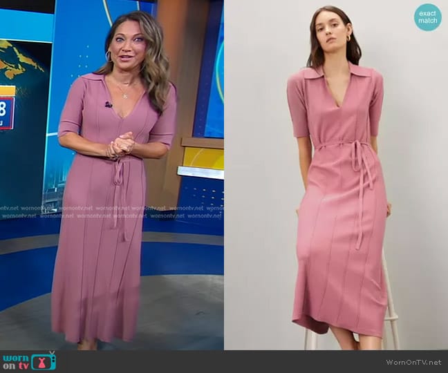 WornOnTV: Ginger’s pink collared knit dress on Good Morning America ...