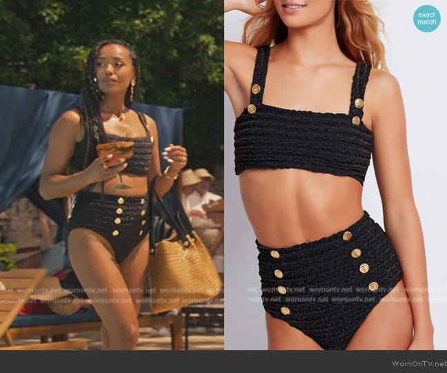 WornOnTV: Tiana’s black smocked button detail bikini on Bel-Air | Clothes and Wardrobe from TV