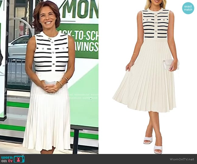 WornOnTV: Stephanie Ruhle’s white striped pleated dress on Today ...