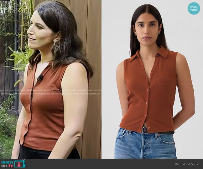 WornOnTV: Liz Kreutz’s brown sleeveless collared top on Today | Liz ...