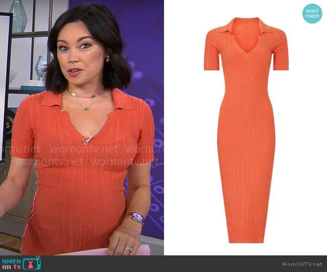 WornOnTV: Jo Ling Kent’s orange rib knit polo dress on CBS Mornings ...