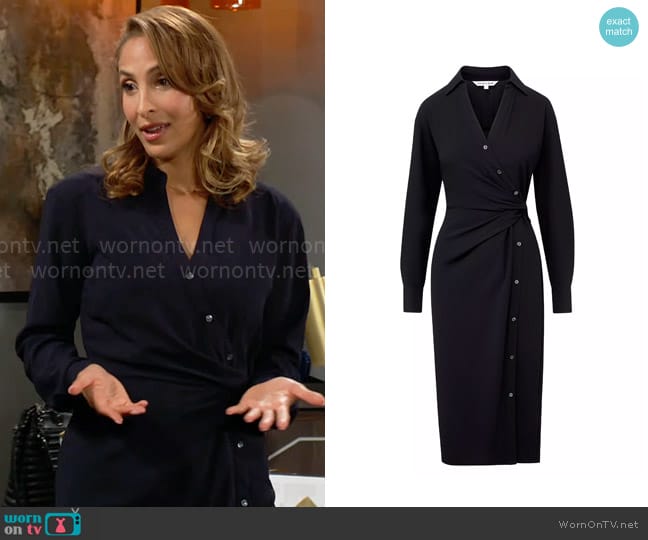 WornOnTV: Lily’s navy asymmetric button front dress on The Young and ...