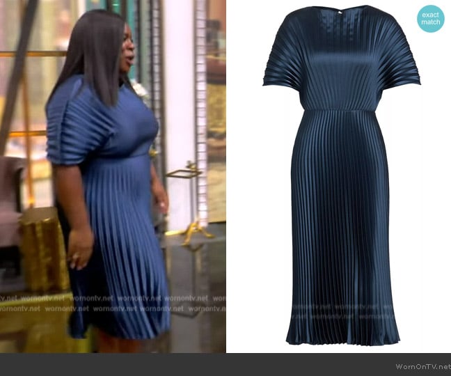 WornOnTV: Uzo Aduba’s blue satin pleated dress on The View | Clothes ...