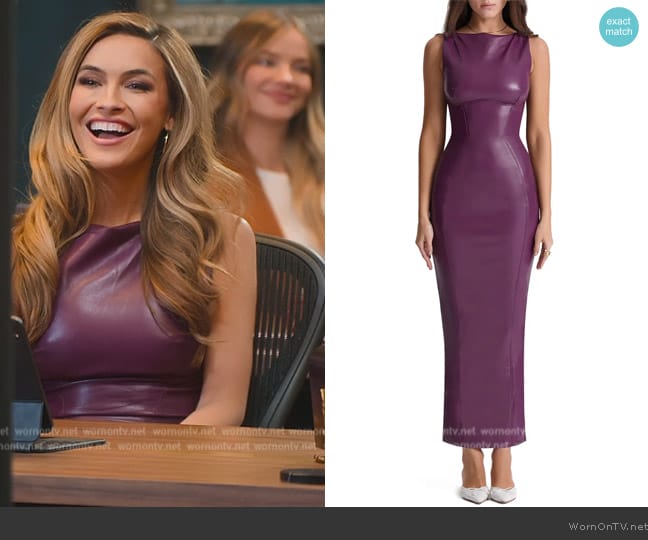 WornOnTV: Chrishell’s purple leather sheath dress on Selling Sunset ...