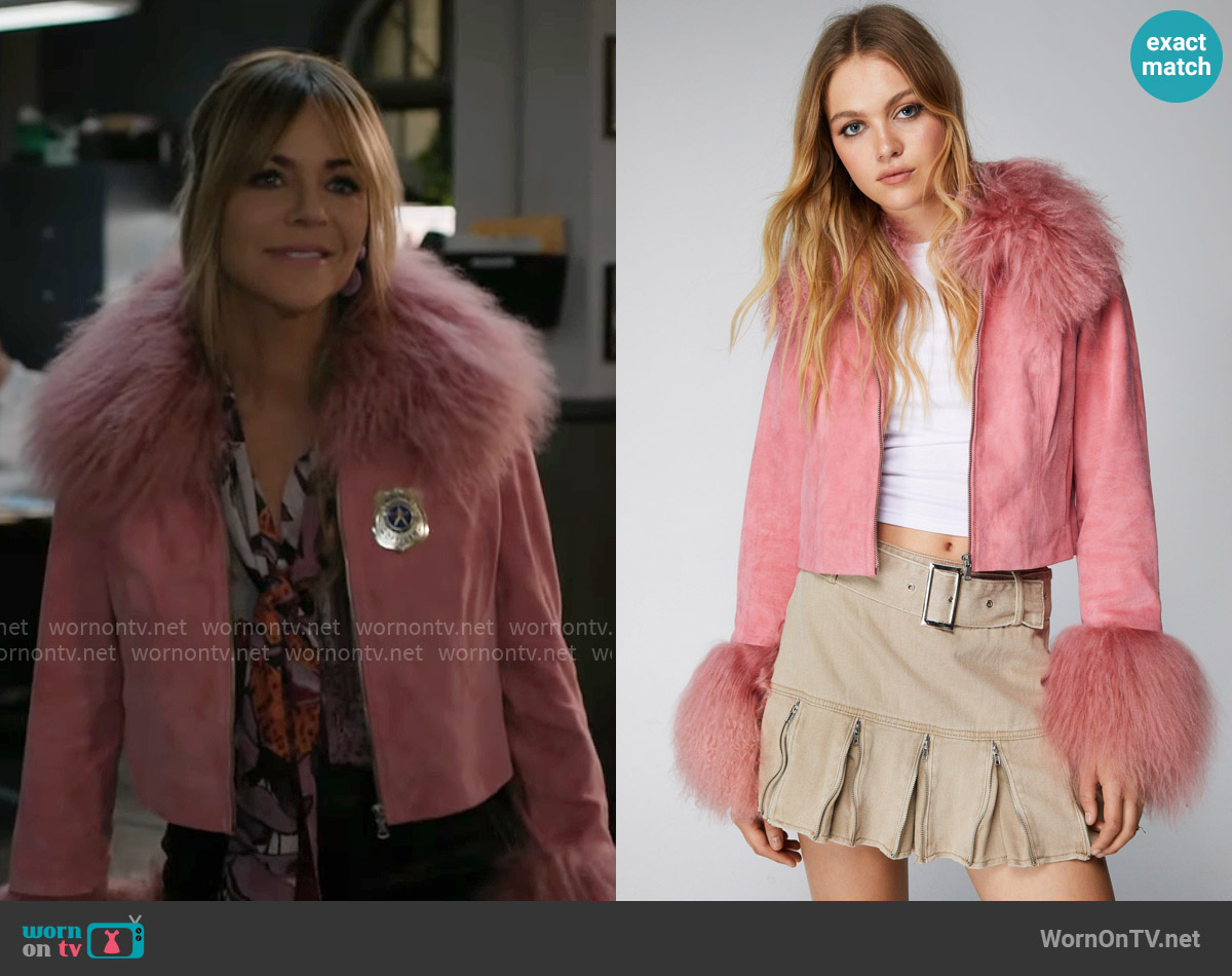 WornOnTV: Morgan’s pink feather trim jacket on High Potential | Kaitlin ...