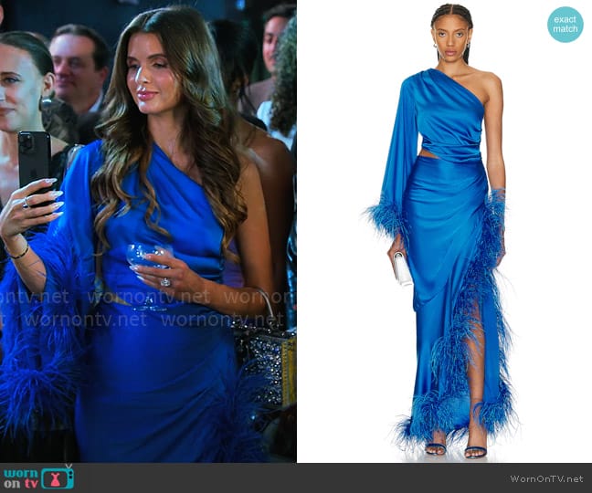WornOnTV: Jess’s blue feather dress on Owning Manhattan | Jessica ...