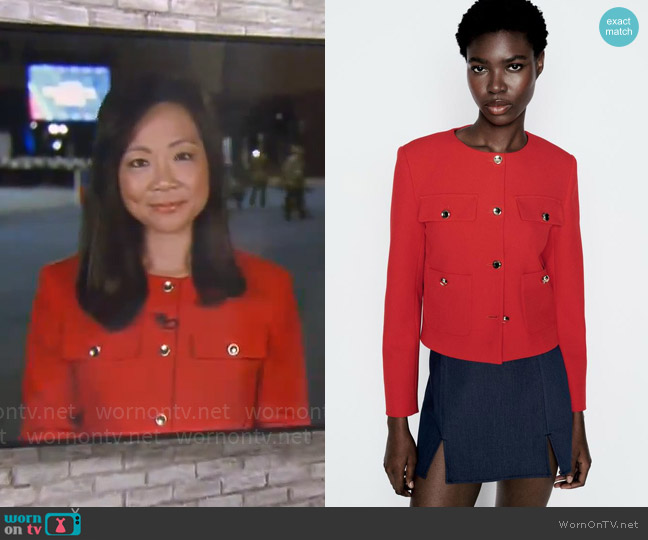 WornOnTV: Weijia Jiang’s red jacket with gold buttons on CBS Mornings ...