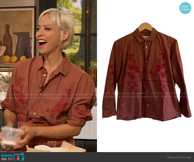 WornOnTV: Pilar Valdes’s brown embroidered shirt on The Drew Barrymore ...