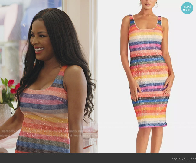 WornOnTV: Stacey’s metallic stripe sleeveless dress on The Real ...