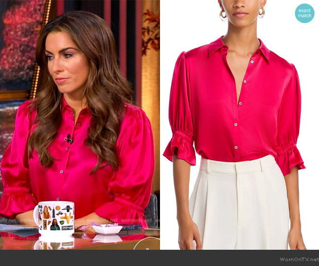 WornOnTV: Alyssa’s red satin short sleeve top on The View | Alyssa ...