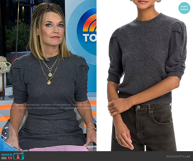 WornOnTV: Savannah’s grey puff sleeve sweater on Today | Savannah ...