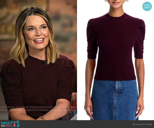 WornOnTV: Savannah’s burgundy puff sleeve sweater on Today | Savannah ...