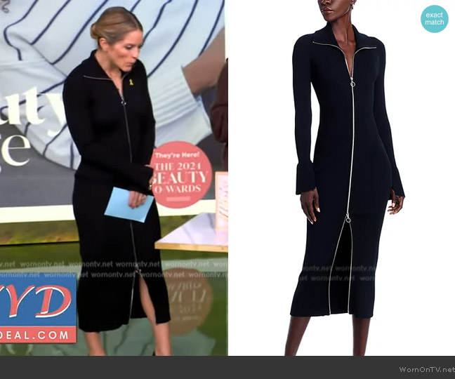 WornOnTV: Sara’s black zip front ribbed dress on The View | Sara Haines ...