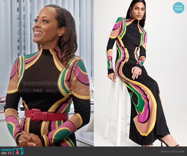 WornOnTV: Ivy’s colorful print long sleeved dress on Poppas House ...