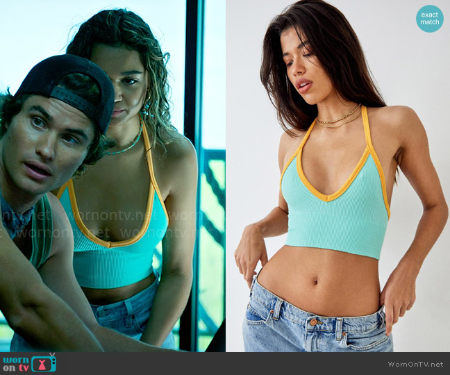 WornOnTV: Kiara’s blue halterneck tank top with orange trim on Outer Banks | Madison Bailey ...