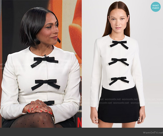 WornOnTV: Nicolette Robinson’s white contrast bow dress on E! News ...