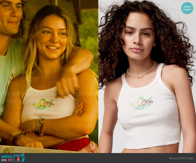 WornOnTV: Sarah’s fruit embroidered tank top on Outer Banks | Madelyn ...