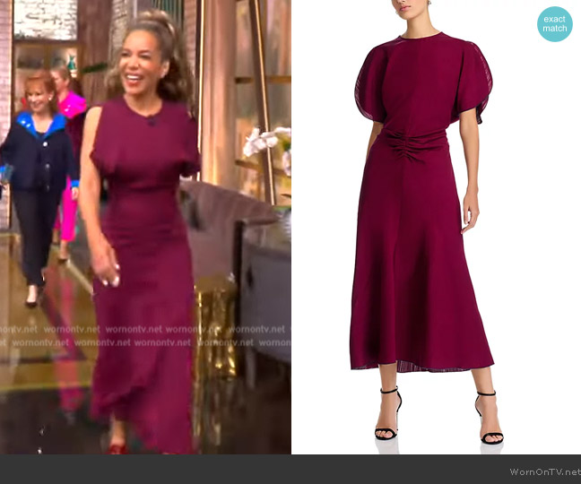 WornOnTV: Sunny’s burgundy gathered dress on The View | Sunny Hostin | Clothes and Wardrobe from TV