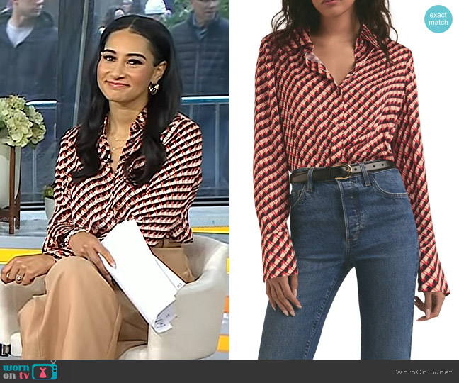WornOnTV: Morgan’s geometric print blouse on Today | Morgan Radford ...