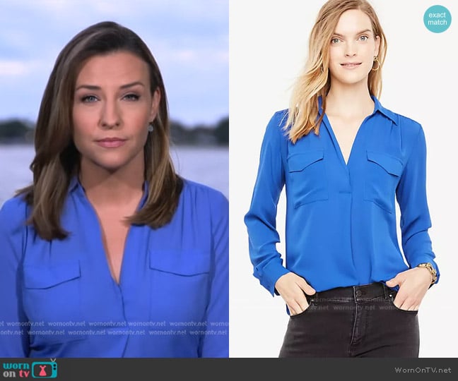 WornOnTV: Mary’s blue chest pocket shirt on Good Morning America | Mary ...