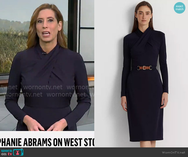 WornOnTV: Stephanie Abrams’ navy cross-neck dress on CBS Mornings ...