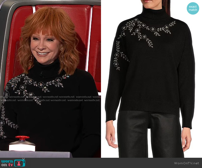 WornOnTV: Reba’s black embellished turtleneck sweater on The Voice ...