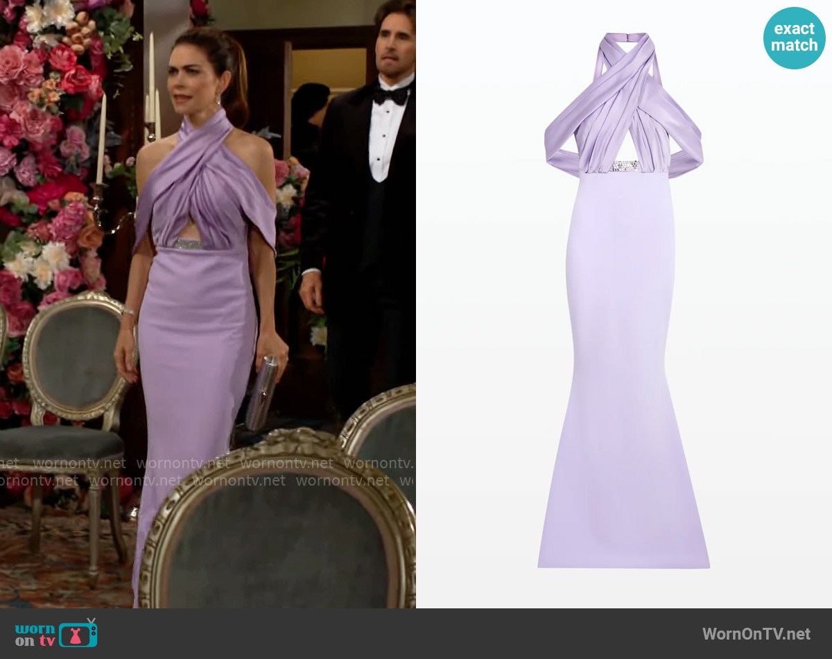 WornOnTV: Victoria’s purple cross front gown at Ashley & Devon’s wedding on The Young and the ...