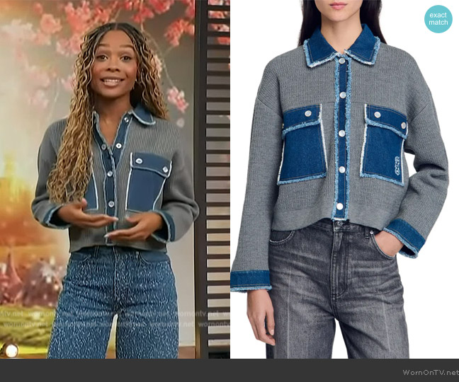 WornOnTV: Zuri’s colorblock jacket and tweed jeans on Access Hollywood ...