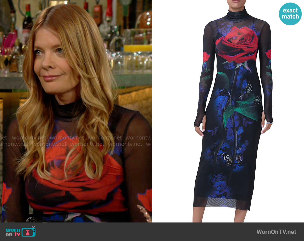 WornOnTV: Phyllis’s rose print mesh dress on The Young and the Restless ...