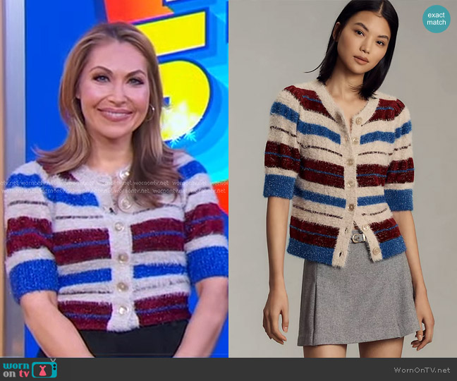 WornOnTV: Lori’s striped short sleeve cardigan on Good Morning America ...