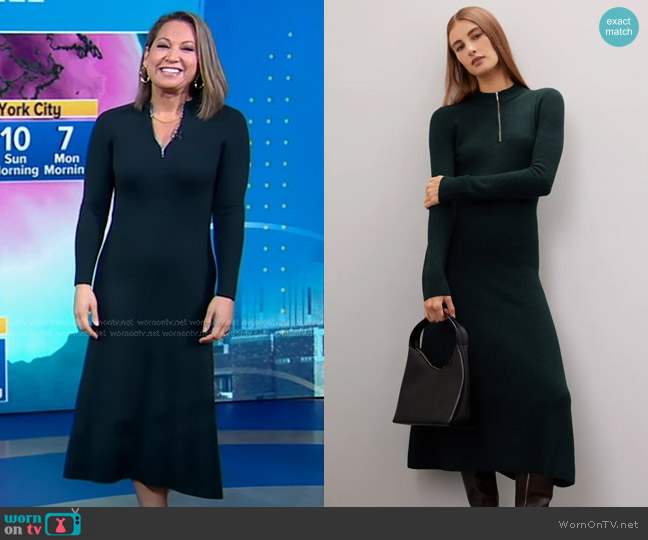 WornOnTV: Ginger’s green ribbed zip dress on Good Morning America ...