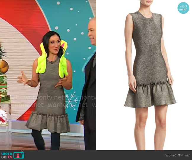 WornOnTV: Elizabeth Werner’s gold ruffle-hem dress on CBS Mornings ...