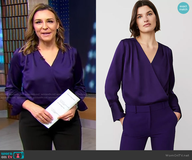 WornOnTV: Mary’s purple wrap blouse on Good Morning America | Mary ...