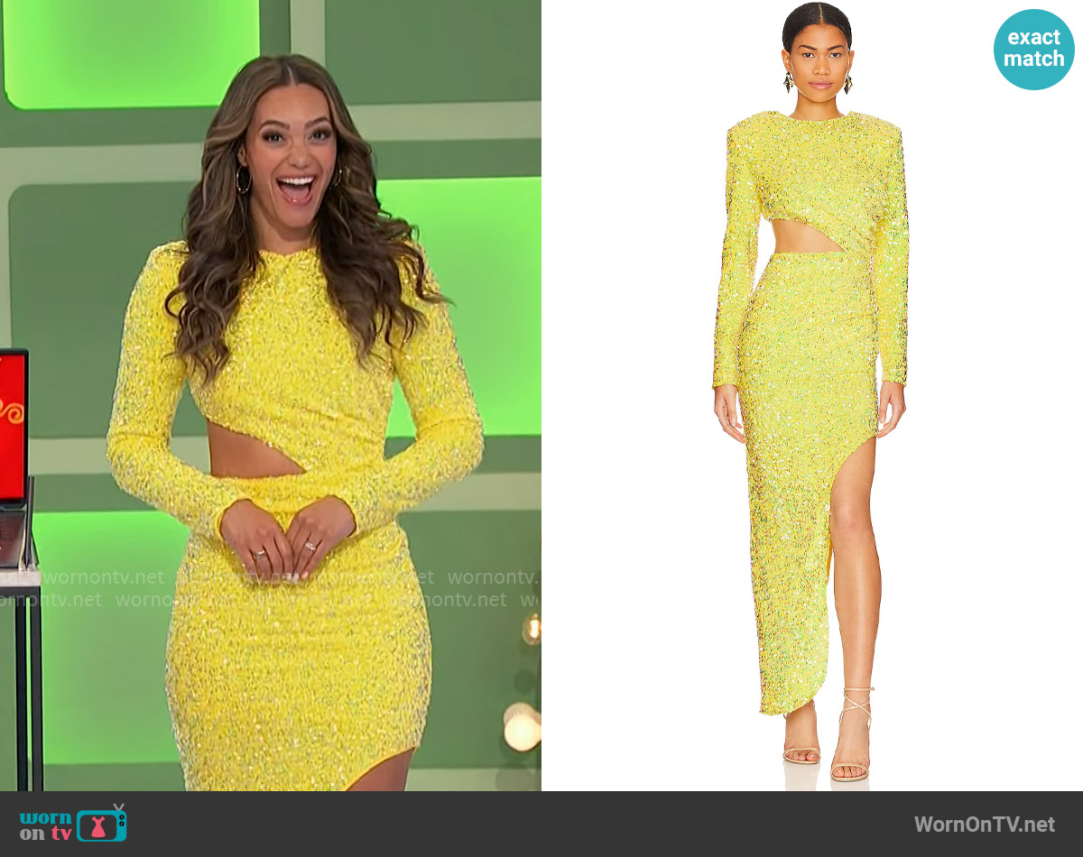 WornOnTV: Alexis’s yellow cutout dress on The Price is Right | Alexis ...