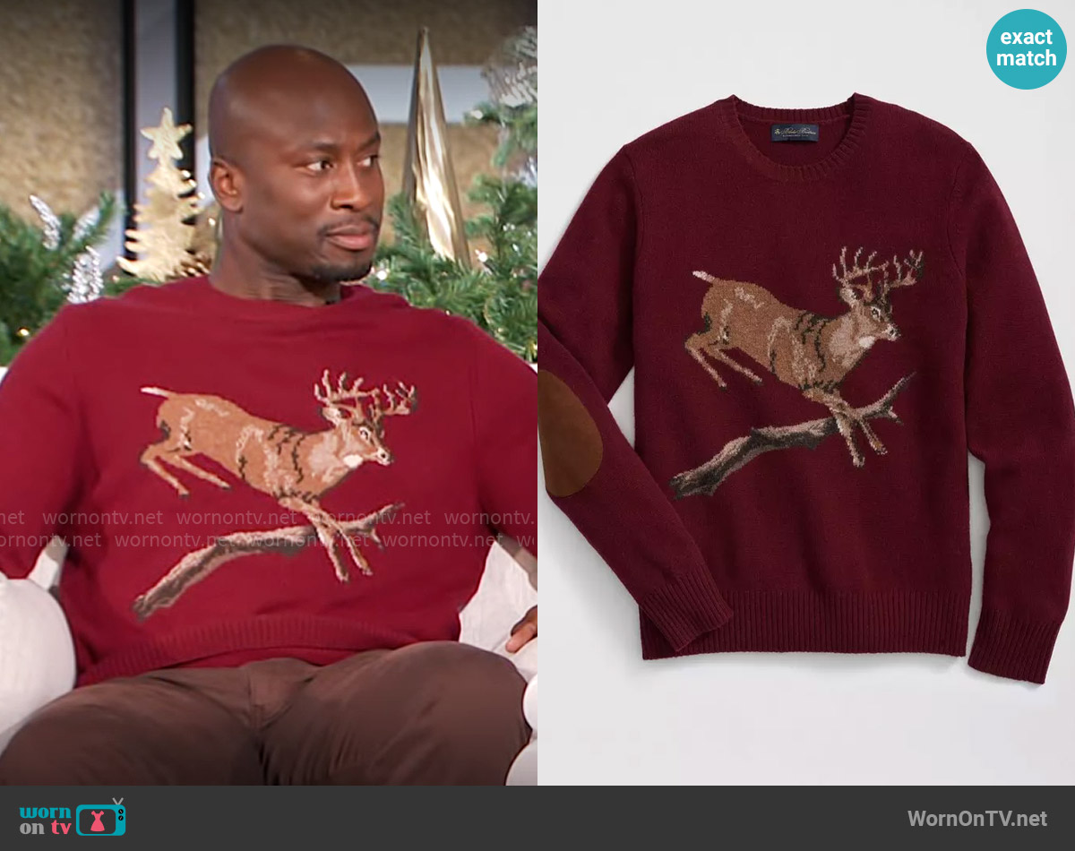 WornOnTV: Akbar’s red deer sweater on The Talk | Akbar Gbajabiamila ...